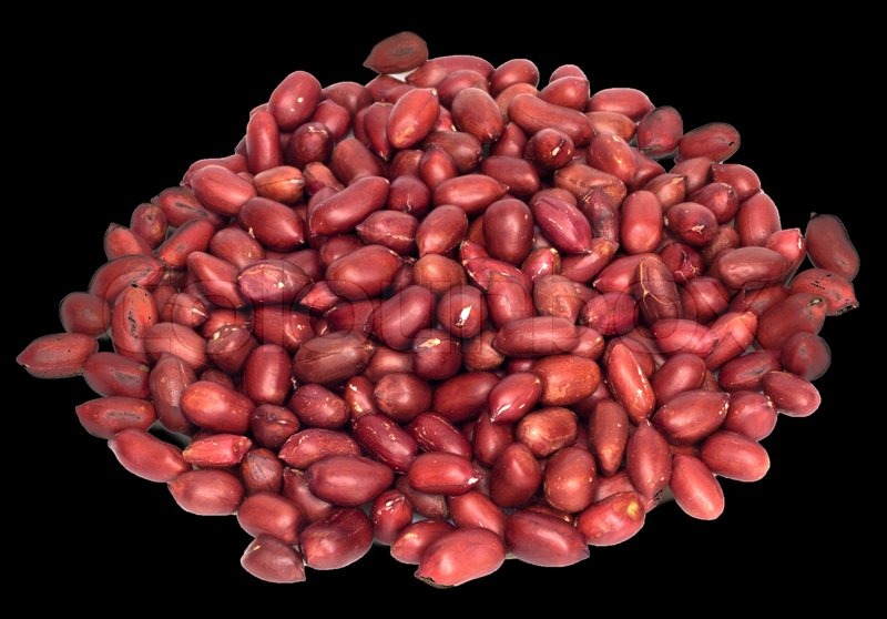 Peanuts with red skin isolated on black | Stock image | Colourbox