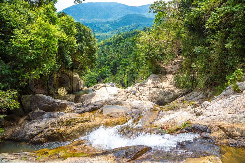 Namuang waterfall on Koh Samui island, ... - Stock Image - Everypixel