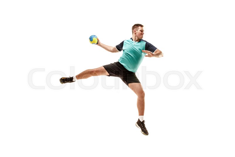 The fit caucasian young male handball ... | Stock image | Colourbox
