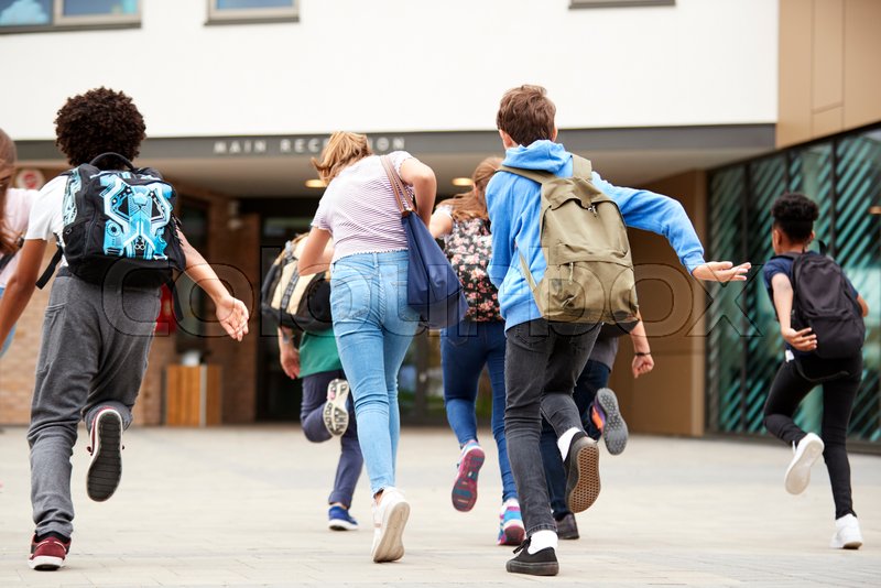 Group Of High School Students Running ... | Stock image | Colourbox