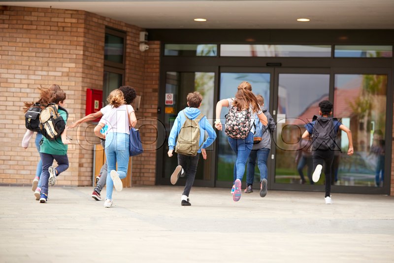 Group Of High School Students Running ... | Stock image | Colourbox
