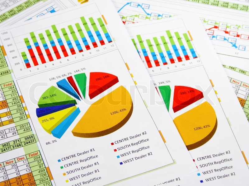 Colorful Report in Charts and Diagrams | Stock image | Colourbox
