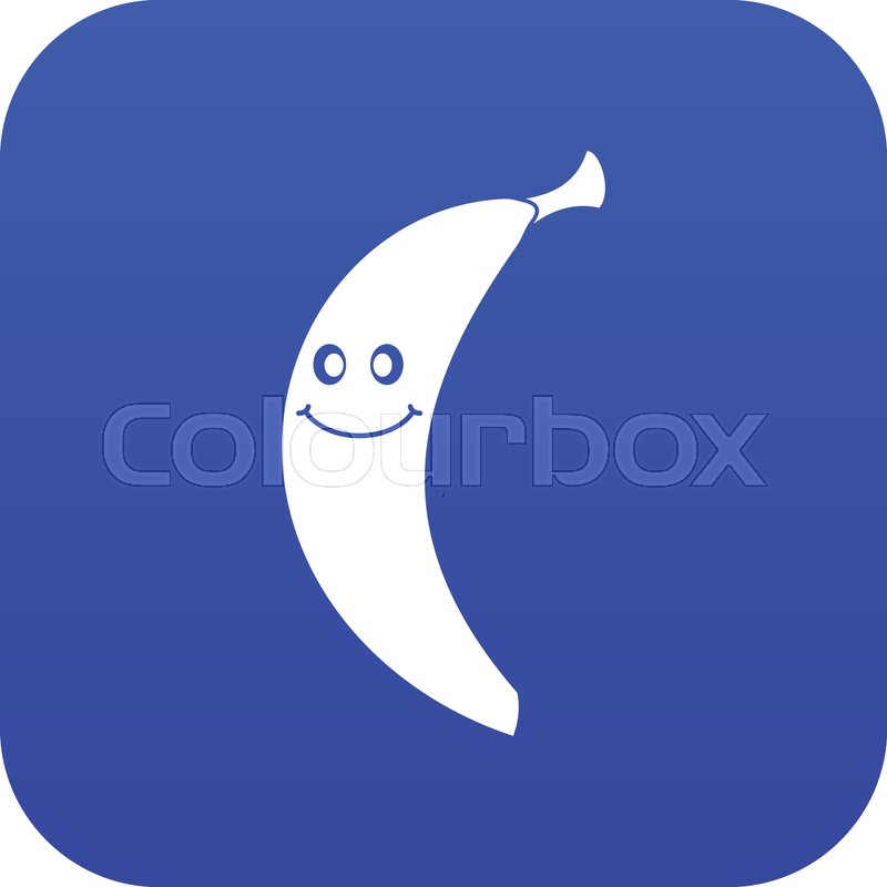 Smiling banana icon digital blue for ... | Stock vector | Colourbox