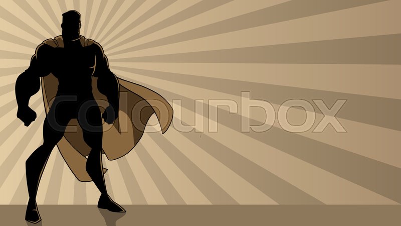 Superhero standing tall on abstract ... | Stock vector | Colourbox