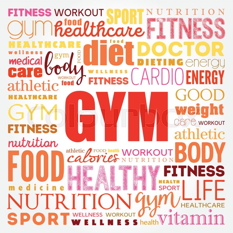 GYM word cloud collage background, ... | Stock vector | Colourbox