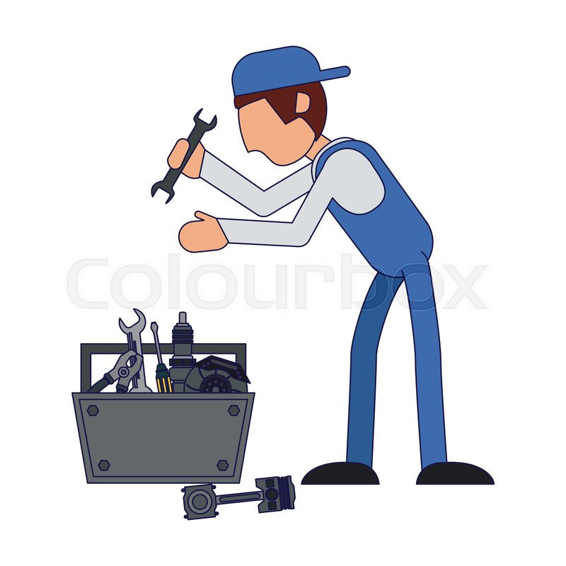 Car mechanic with toolbox vector ... | Stock vector | Colourbox