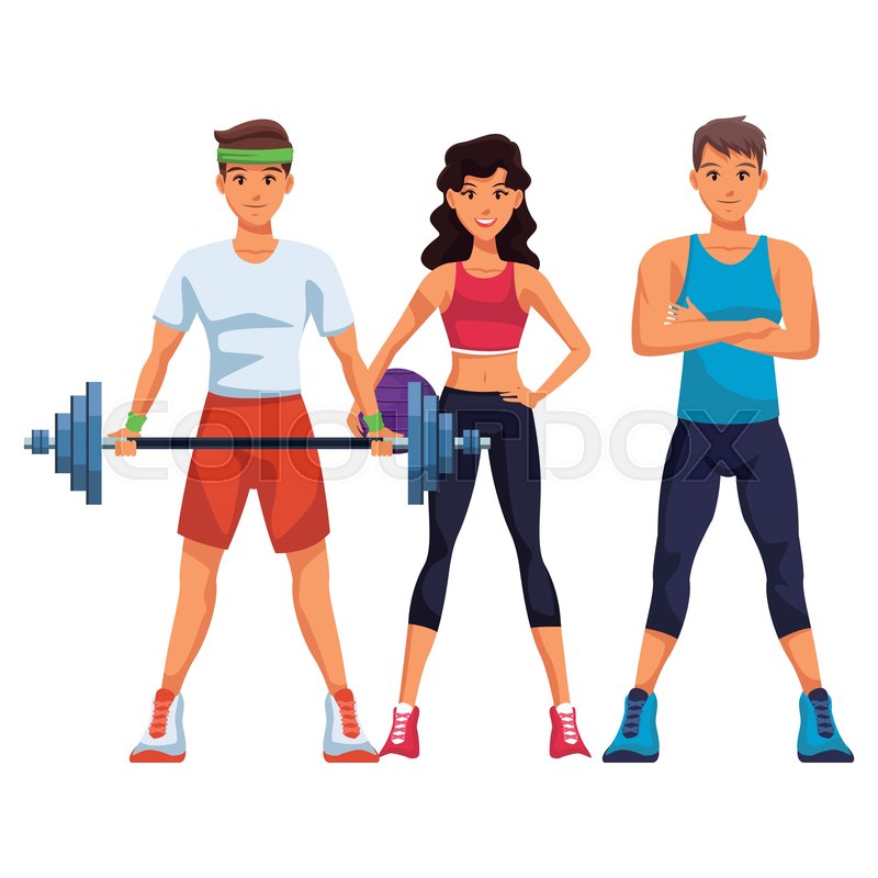 Fit people doing exercise cartoon ... | Stock vector | Colourbox