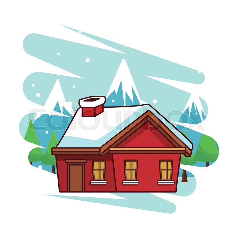 Winter house cartoon isolated in ... | Stock vector | Colourbox
