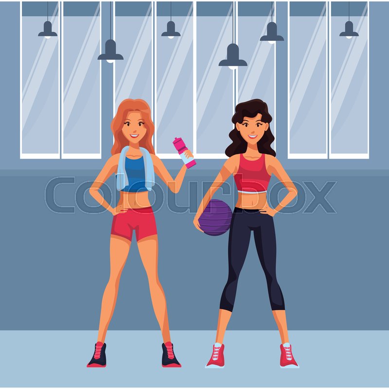 Fit women doing exercise in the gym ... | Stock vector | Colourbox