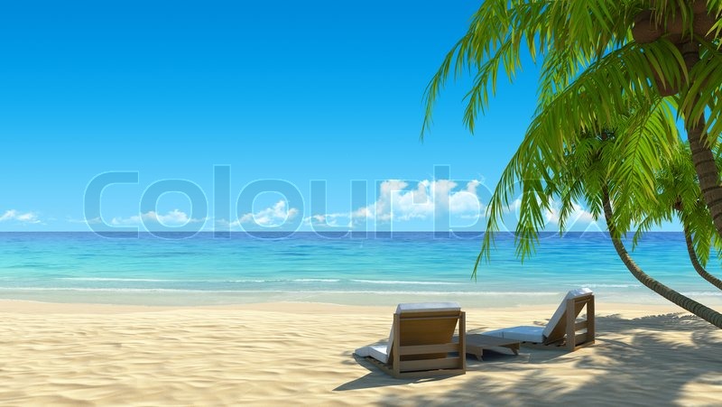 To strand stole på idyllisk tropiske ... | Stock foto | Colourbox