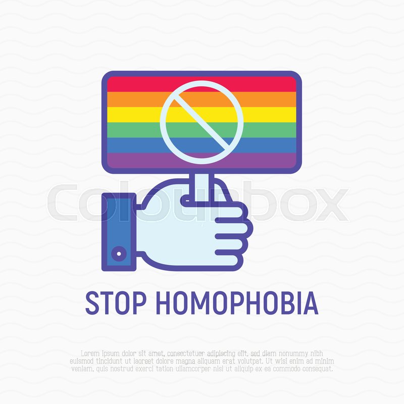 Stop homophobia thin line icon: ... | Stock vector | Colourbox