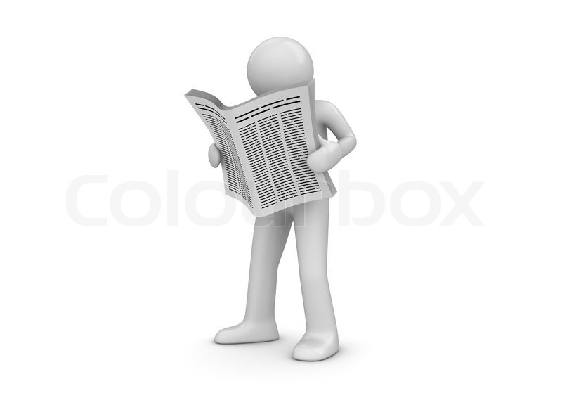 News, man with newspaper 3d isolated characters series | Stock Photo ...