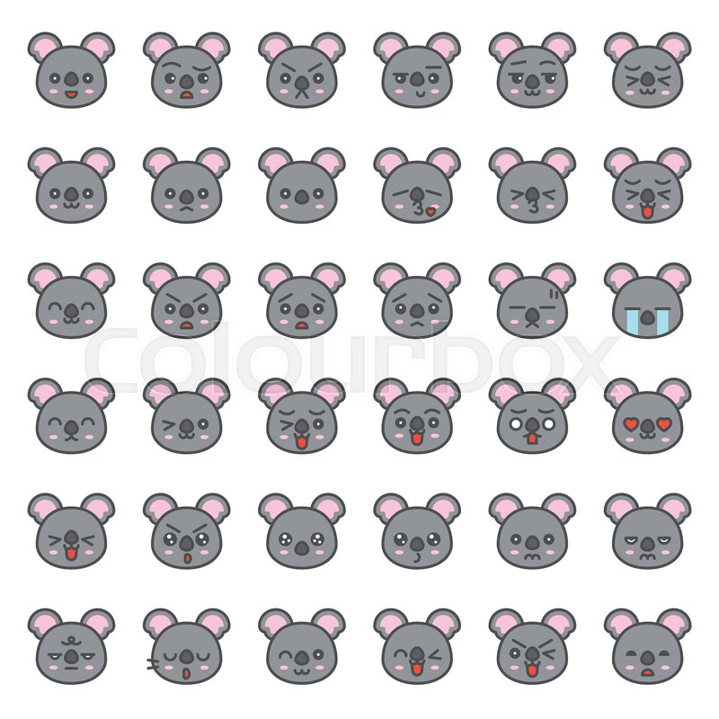 Cute koala emotion face in various ... | Stock vector | Colourbox