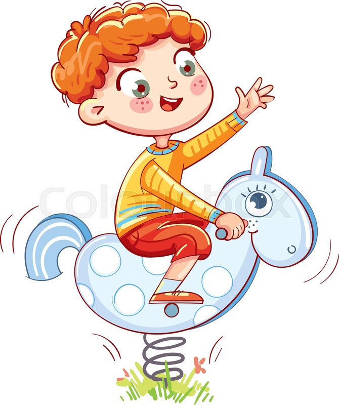 Boy riding on the spring ... | Stock vector | Colourbox