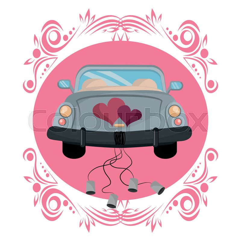 Vintage wedding car frontview on ... | Stock vector | Colourbox