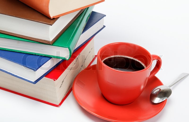 A stack of books and a cup of coffee in ... | Stock image | Colourbox