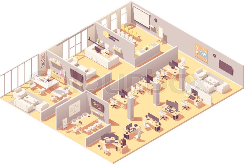 Vector isometric corporate office ... | Stock vector | Colourbox