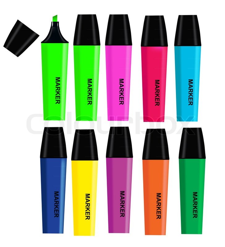 Textmarker auf weißem Hintergrund ... | Stock Bild | Colourbox