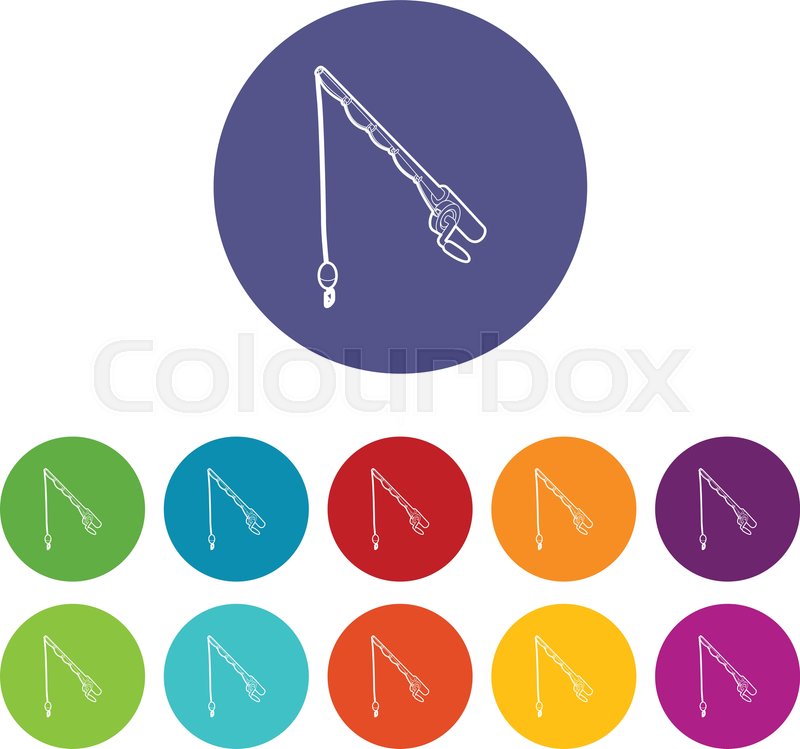 Fishing rod icons color set vector for ... | Stock vector | Colourbox
