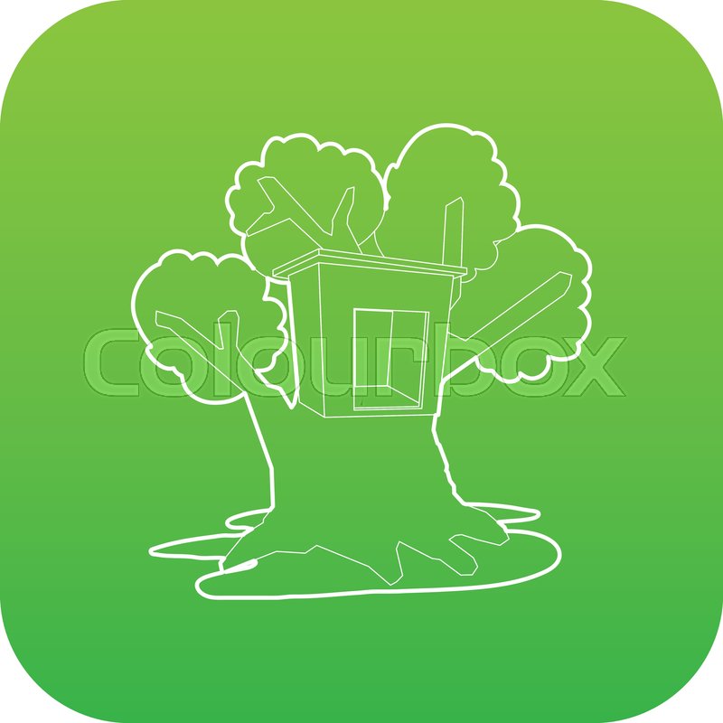 Tree house con. Outline illustration ... | Stock vector | Colourbox