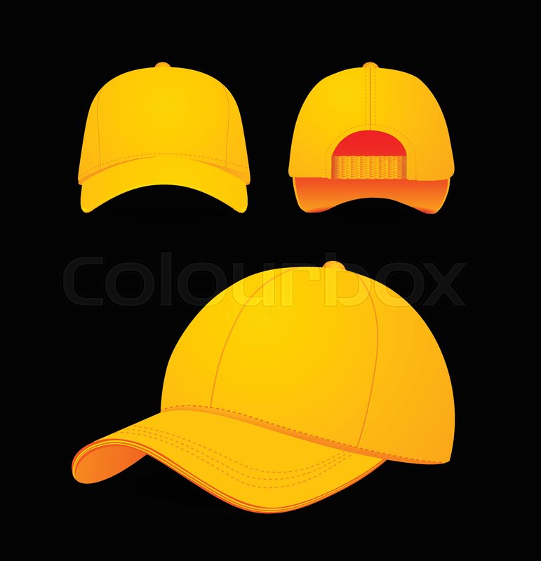 Baseball cap. Front, left, back view. ... | Stock vector | Colourbox