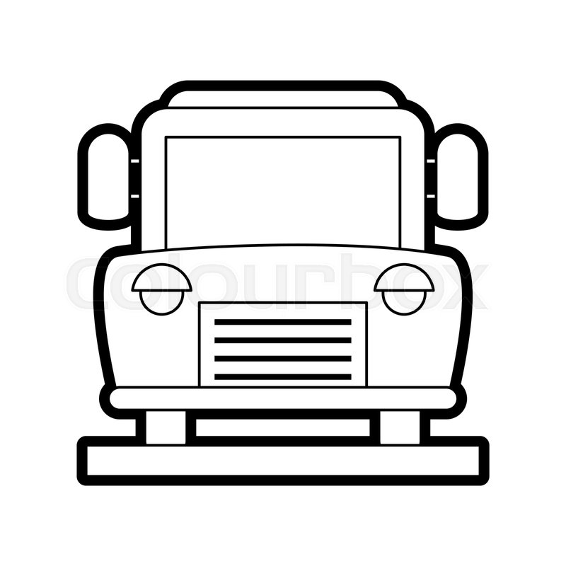 Flat line uncolored bus over white ... | Stock vector | Colourbox