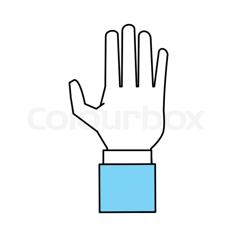 Flat line monocromatic hand over white ... | Stock vector | Colourbox