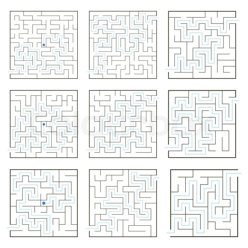 Simple mazes with path solution | Stock vector | Colourbox