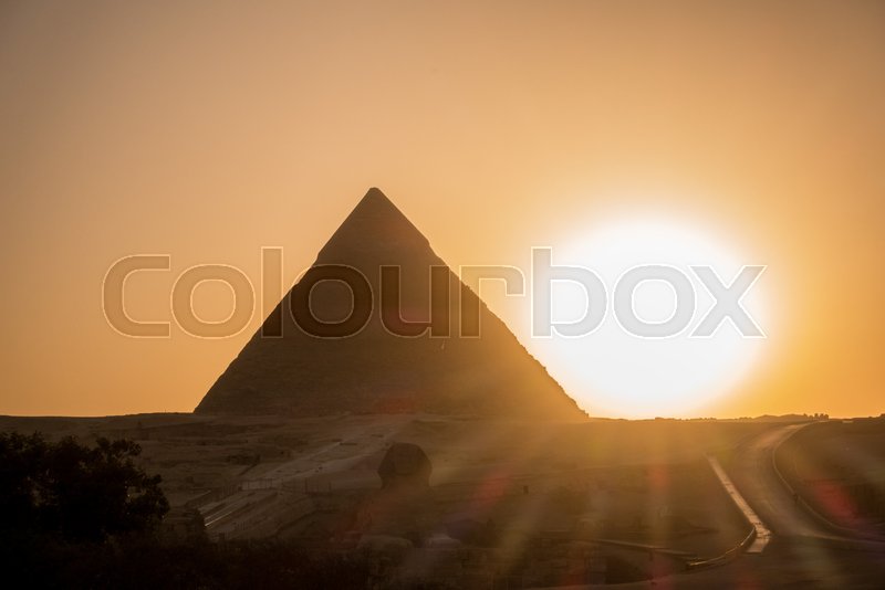 The Great pyramid on sunset in Giza, ... | Stock image | Colourbox