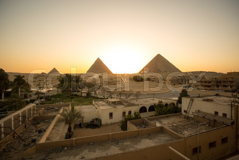 The Great pyramid on sunset in Giza, ... | Stock image | Colourbox