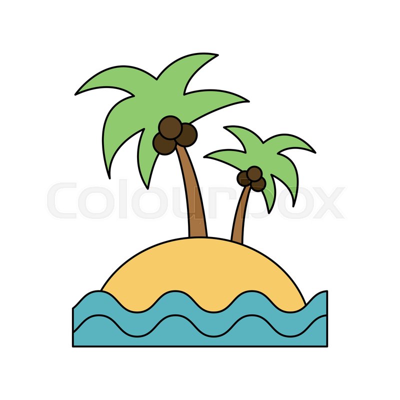 Island with palm tree and sea icon ... | Stock vector | Colourbox