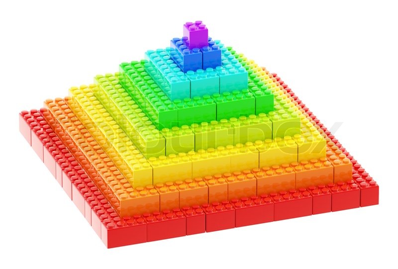 Pyramid made of toy construction bricks | Stock image | Colourbox
