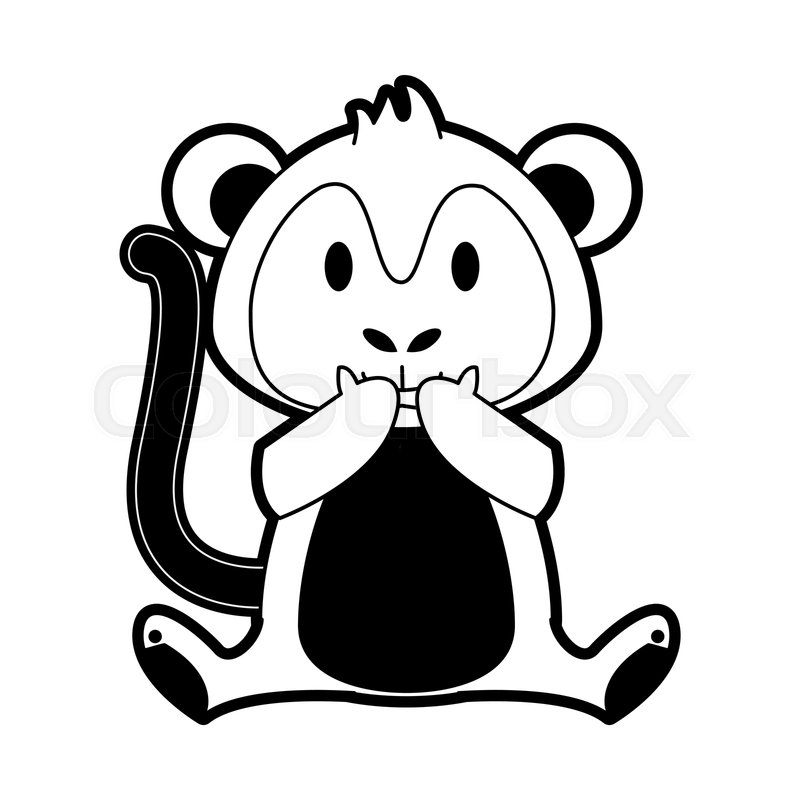 Cute Monkey Clip Art Black And White