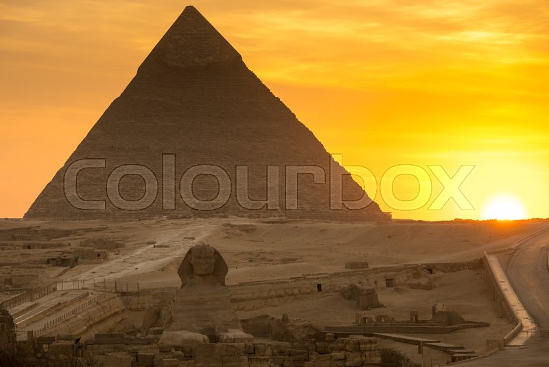 The Great pyramid on sunset in Giza, ... | Stock image | Colourbox