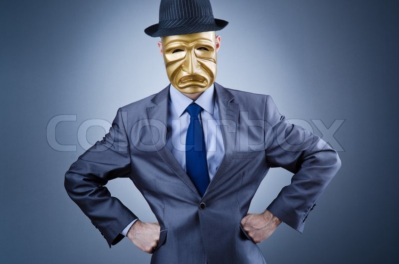 Businessman with mask concealing his ... | Stock Photo | Colourbox