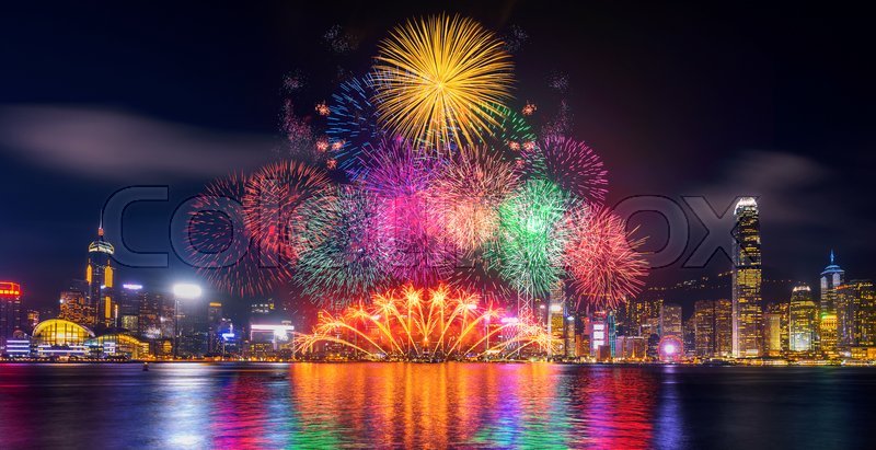 Firework festival in Hong Kong at ... | Stock image | Colourbox