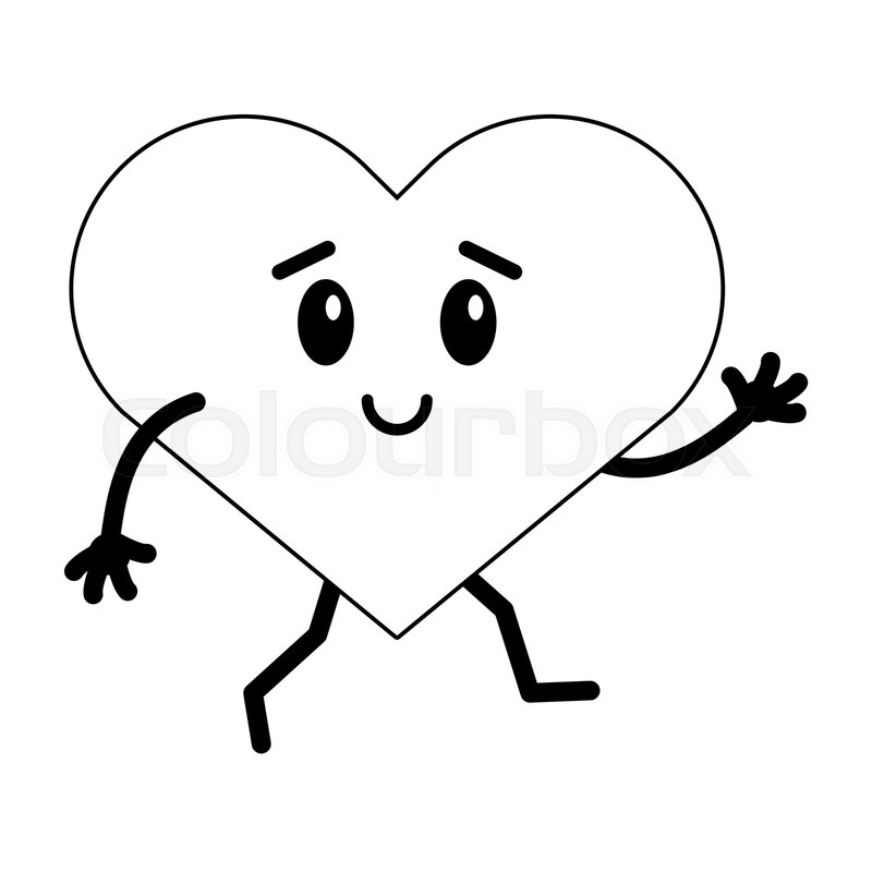 Cute heart with arms open cartoon in ... | Stock vector | Colourbox