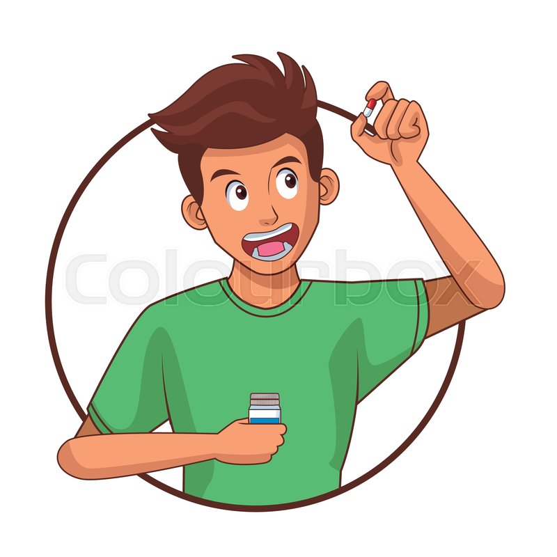 Man taking a pill vector illustration ... | Stock vector | Colourbox