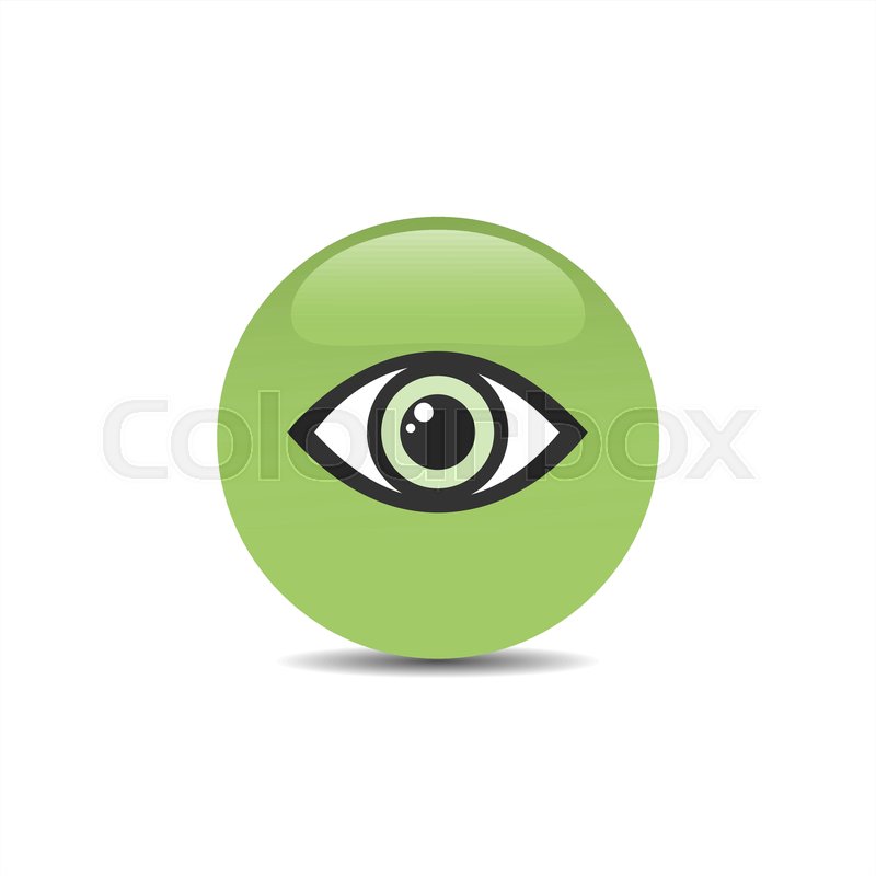 Green eye icon on a bubble and white ... | Stock vector | Colourbox
