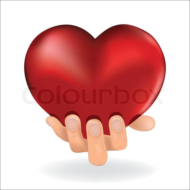 Man holdlove roten Herz in der Hand ... | Stock-Vektor | Colourbox