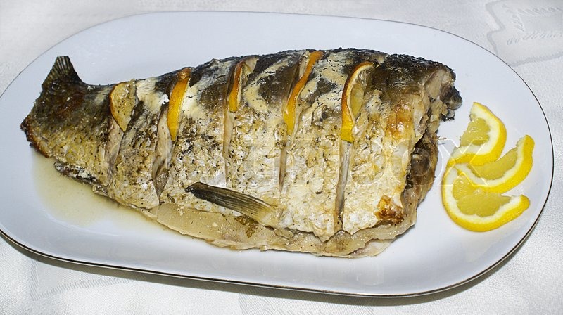 Fried fish carp in plate | Stock image | Colourbox