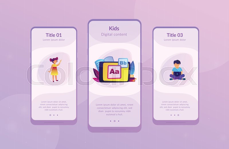 Children at tablet and with laptop ... | Stock vector | Colourbox