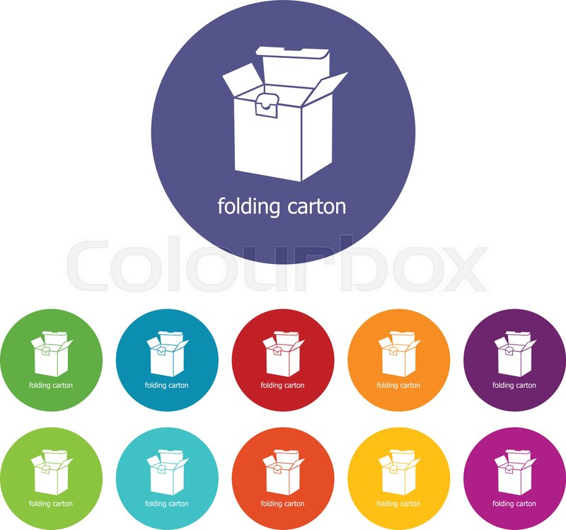 Folding carton icons color set vector ... | Stock vector | Colourbox
