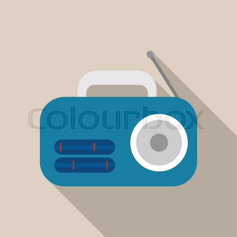 Blue radio icon. Flat illustration of ... | Stock vector | Colourbox