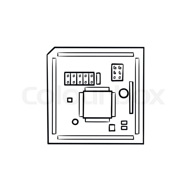 Circuit board hand drawn outline ... | Stock vector | Colourbox