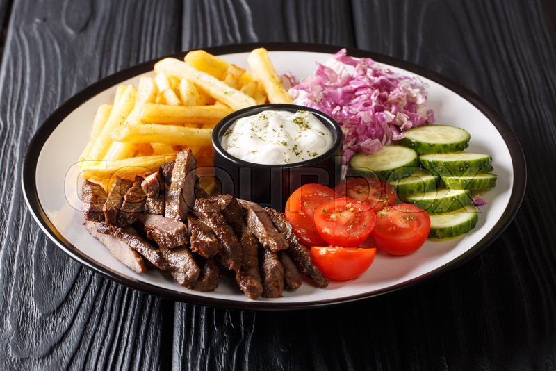 Freshly cooked shawarma plate with ... | Stock image | Colourbox