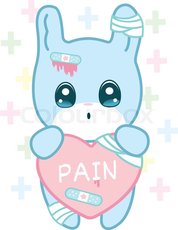 Suffering rabbit with injured ear and ... | Stock vector | Colourbox