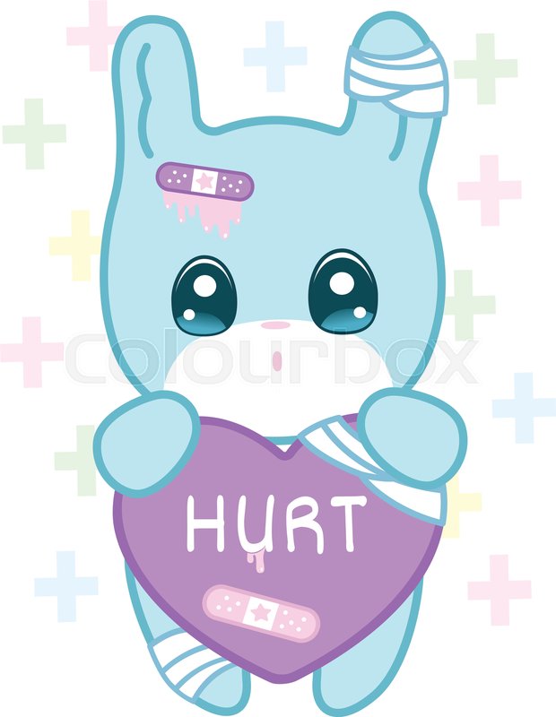 Suffering rabbit with injured ear and ... | Stock vector | Colourbox