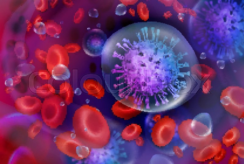 Viruses in blood. Vector image. | Stock vector | Colourbox