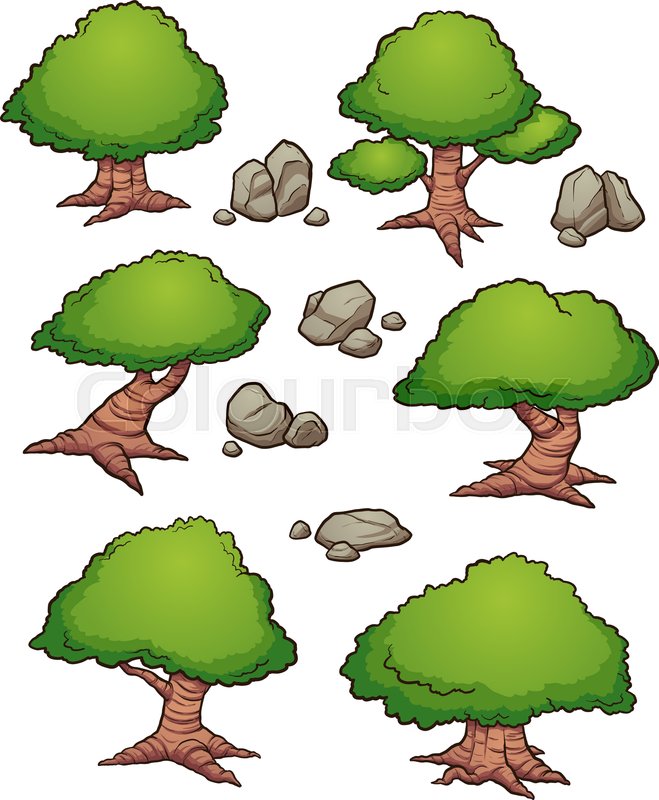 Cartoon rocks and trees aerial view. ... | Stock vector | Colourbox